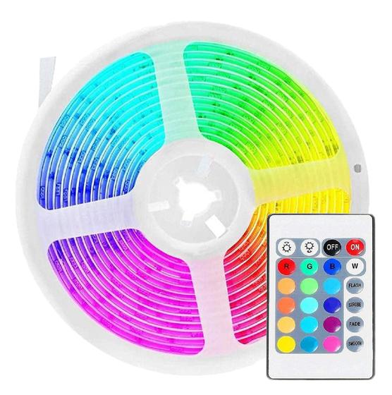Kit fita led smart rgb+3000k+6500k c/ controle + fonte 5m 8mm 20w - LUZ ...