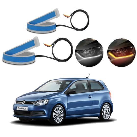 Kit Fitas Led DRL Farol + Seta 12v 45cm Polo 2007 2008 2009 2010 2011 ...