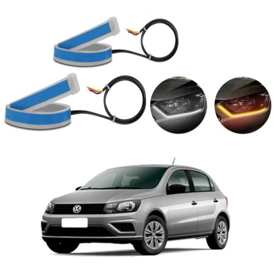 Kit Fitas Led DRL Farol + Seta 12v 60cm Gol G3 2000 2001 2002 2003 2004 ...