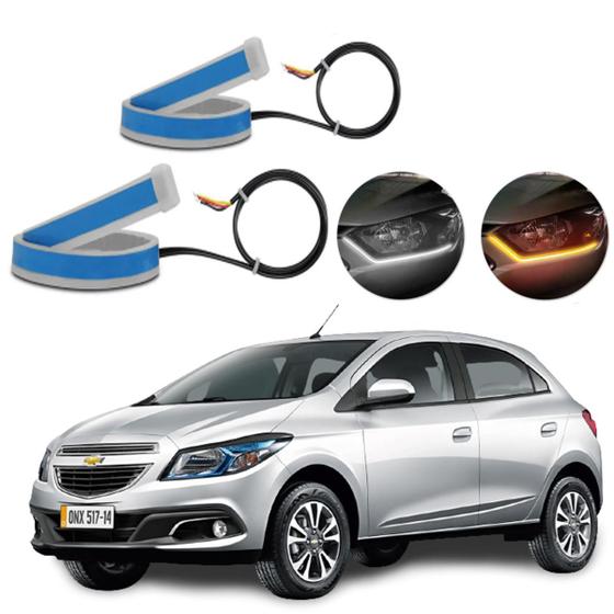 Kit Fitas Led DRL Farol + Seta 12v 60cm Onix 2012 2013 2014 2015 2016 ...