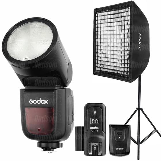 Kit Flash Godox Ttl V1 Para Canon Com Softbox 60x60 Grid + Tripé ...