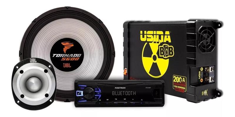 Kit Fonte Usina Bob 200A + Som Automotivo SP2230 BT Pósitron + Super ...