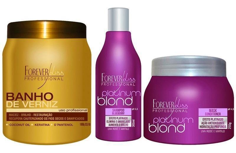 Kit Forever Liss Duo Platinum Blond + Banho De Verniz 1Kg - Kit de Tratamento para Cabelos ...