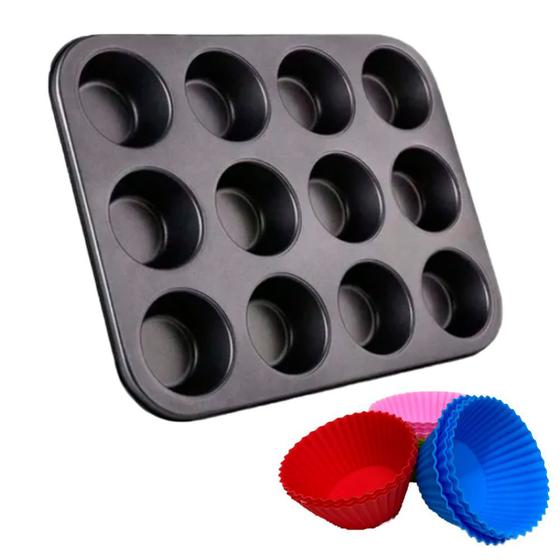 Kit Forma Cupcake + 12 Forminhas de Silicone Coloridas - Boni - Formas ...