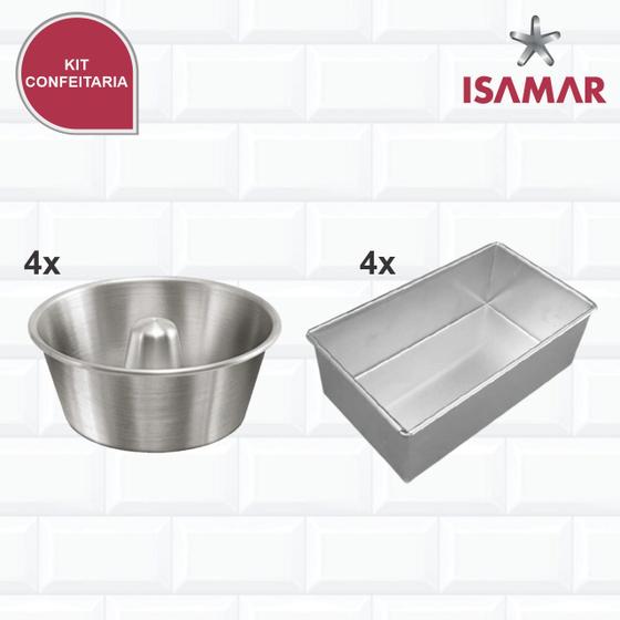 Kit Formas Bolo 4 Formas Caixa De Leite + 4 Pudim - ISAMAR - Formas e ...