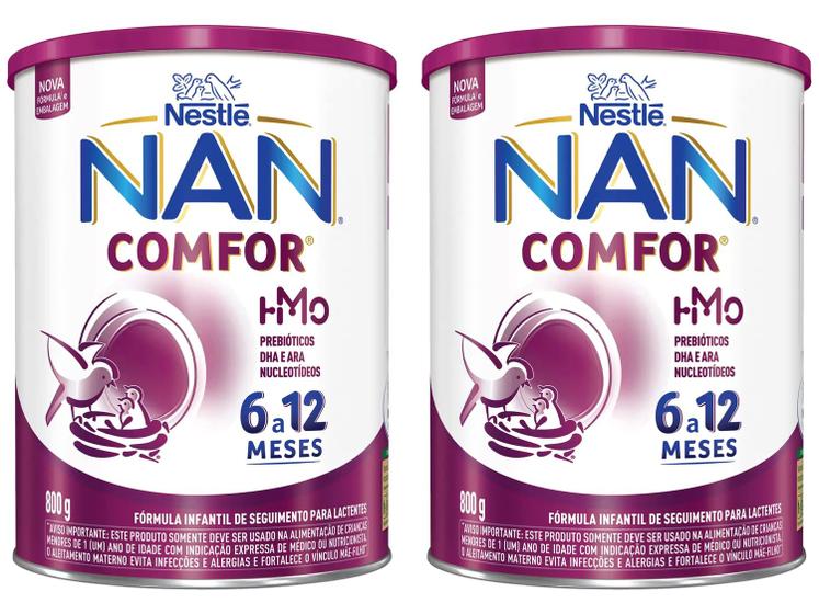Kit Fórmula Infantil Nestlé Leite Comfor 2 NAN - 800g 2 Unidades ...