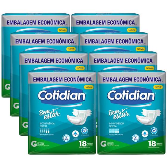 Kit Fralda Adulto e Geriatrica Cotidian Bem Estar G 144 Unidades ...