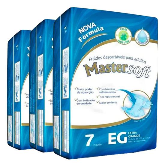 Kit Fralda Geriátrica Mastersoft Regular EG 7 Unidades - Com 3 Unidades ...