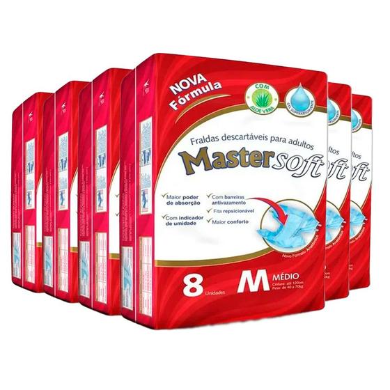 Kit Fralda Geriátrica Mastersoft Regular M 8 Unidades - Com 6 Unidades ...