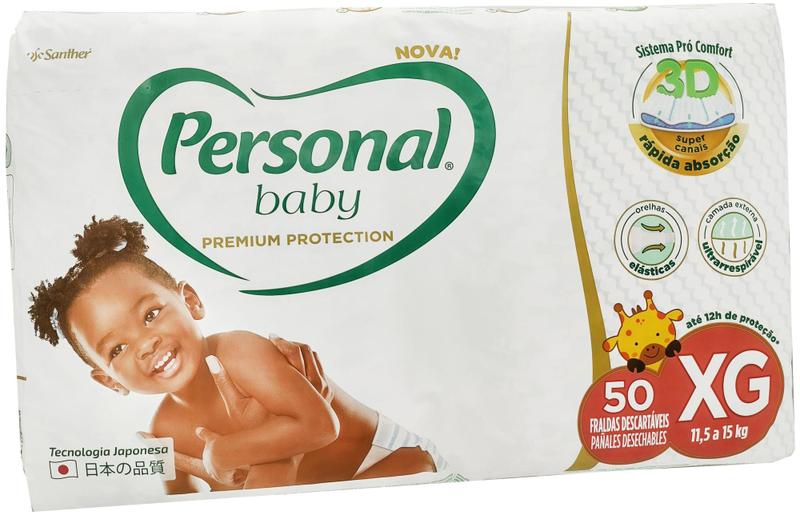 Kit Fralda PERSONAL PREMIUM PROTECTION 50 Unidades de Fraldas Tam XG ...