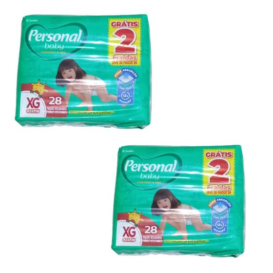 Kit Fraldas 2 pacotes de Fralda Personal Baby Mega XG - 28 unidades ...