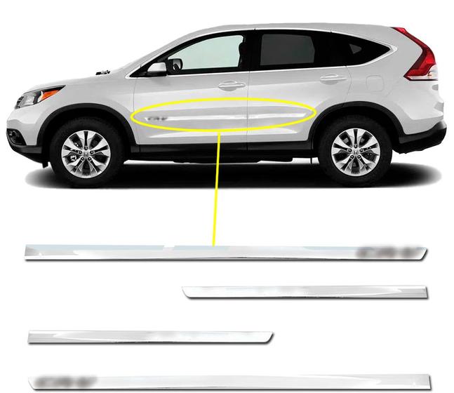 Kit Friso Lateral Personalizado Slim Cromado Crv 2007 a 2020 4 Portas ...