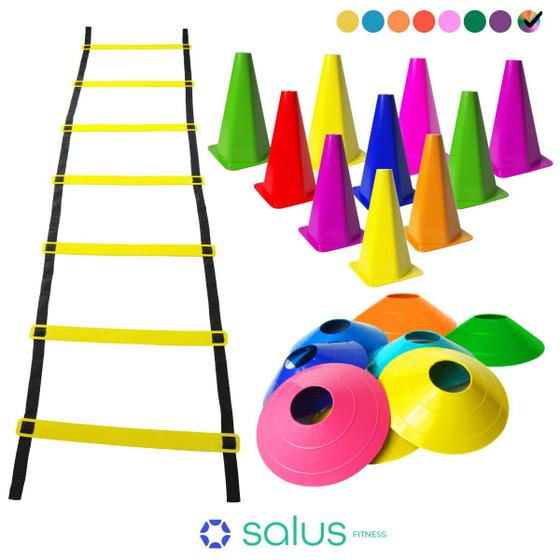Kit Funcional Treino Agilidade 10 Cones + 10 Pratos + Escada - Salus ...