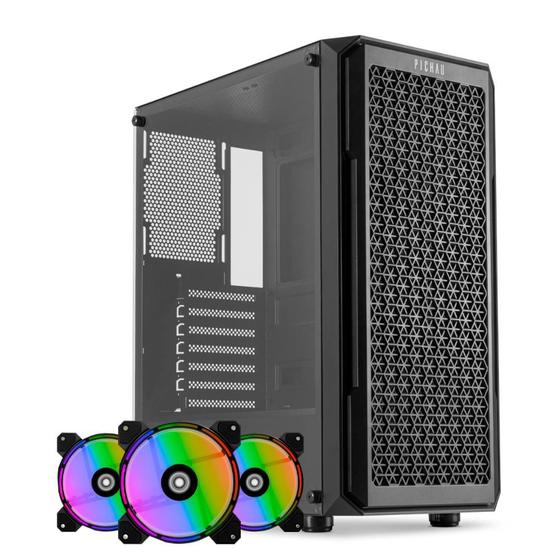 Kit Gabinete Gamer Apus Black + Kit Ventoinhas Z200 RGB 3X ...