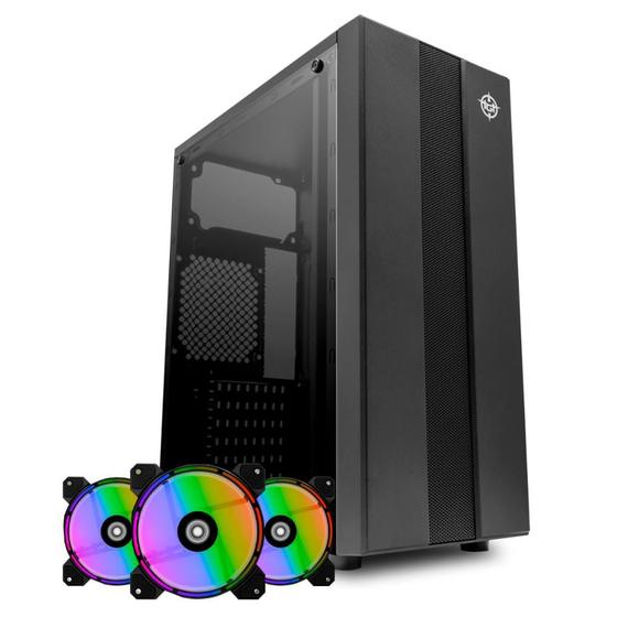 Kit Gabinete Gamer Archer + Kit Ventoinhas Z200 RGB 3X + Controladora ...