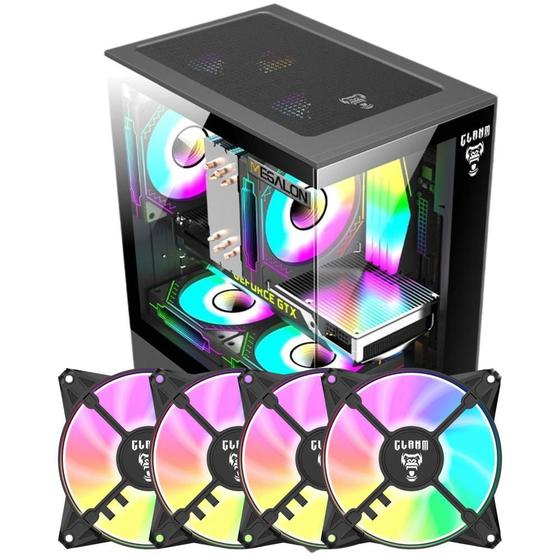 Kit Gabinete Gamer Clanm Megalon Mid Tower Suporta Water Cooler e 5 ...