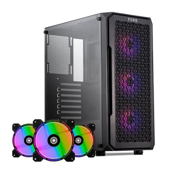 Kit Gabinete Gamer Pichau Apus RGB + Kit Ventoinhas Z200 RGB 3X ...