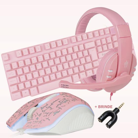 Kit Gamer Rosa Evolut Teclado Mouse e Fone Headset Original - Kit Gamer ...