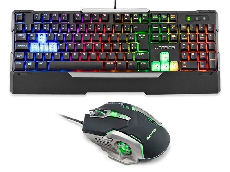 Kit Gamer Teclado RGB Warrior Wakiza Semi Mecânico Mouse Gamer ...