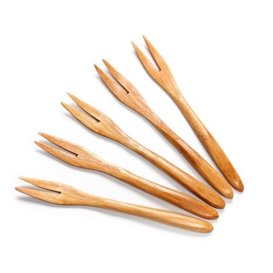Kit garfos frutas petisco sobremesa bambu 4 peças - Yoi - Garfo de ...