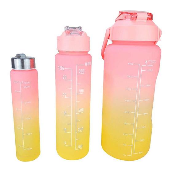 Kit Garrafa de Água Squeeze Academia Motivacional 300ml - 1 Litro - 2 Litros - Sbrissa - Garrafa ...