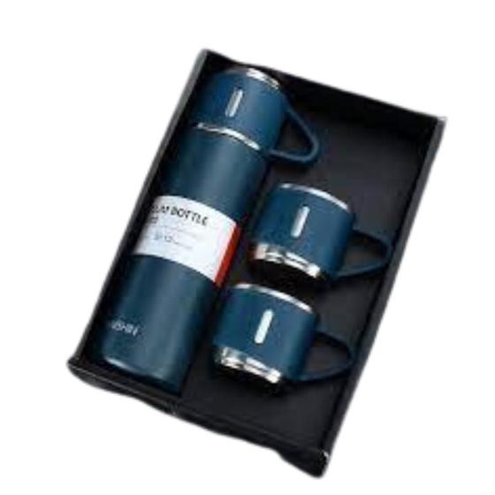 Kit Garrafa Térmica Vacuum Flask Set Inox 500ml + 3 Xícaras - Vaccum Flask Set - Garrafa Térmica ...