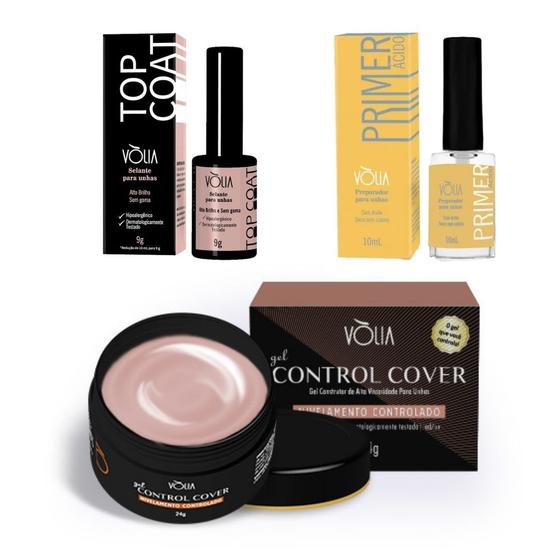 Kit Gel Control Cover + Primer Ácido + Top Coat Vólia - VÒLIA - Top ...