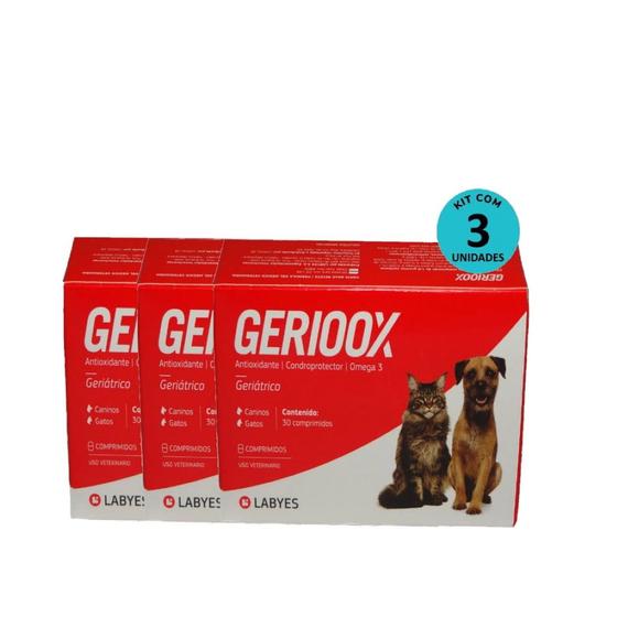Kit Geriátrico Gerioox Com 30 Comprimidos Para Cães E Gatos Labyes C/ 3 ...