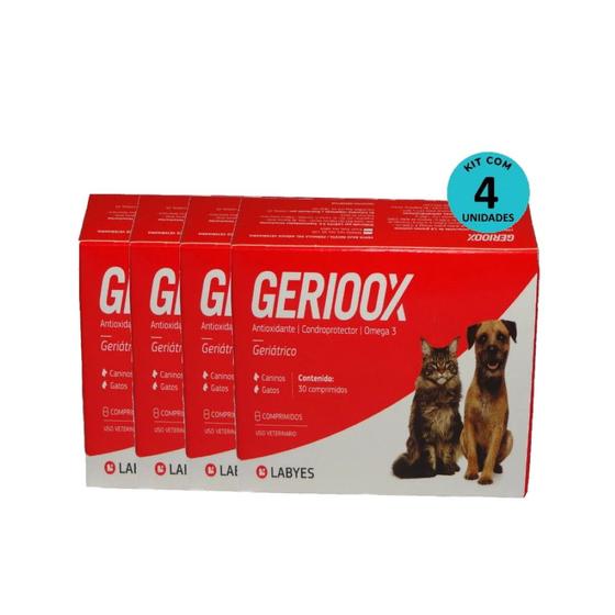 Kit Geriátrico Gerioox Com 30 Comprimidos Para Cães E Gatos Labyes C/ 4 ...