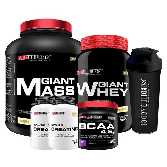Kit Giant Mass 3Kg+ Giant Whey 900G+ Bcaa 4.5 250G - Bodybuilders - Kit ...