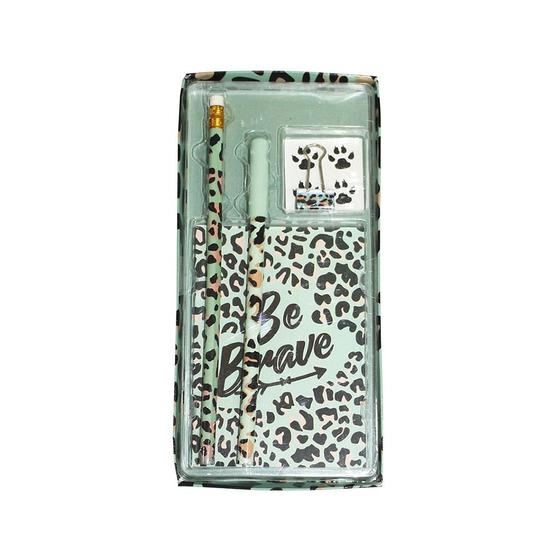 Kit Gift Le Office Animal Print 1 Lápis Grafite, 1 Caneta, 1 Caderneta ...