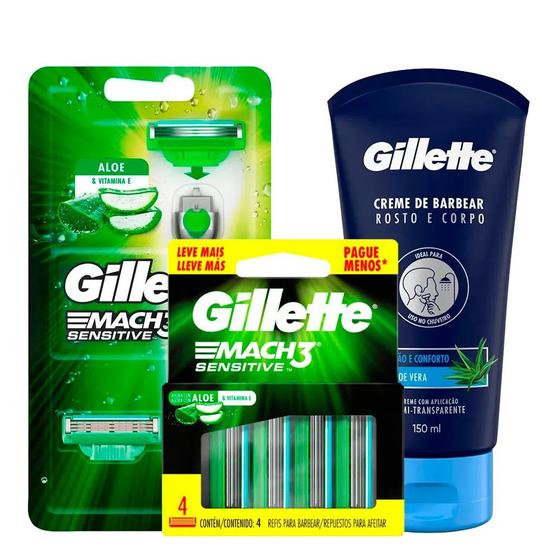Kit Gillette Mach3 Sensitive 1AP+3Carga+Gel - Procter Gamble - Procter ...