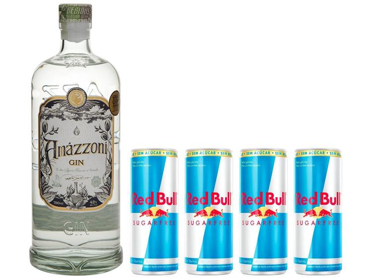 Kit Gin Amázzoni Tradicional 750ml + Bebida - Energética Red Bull Zero ...