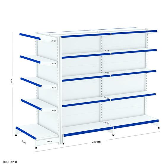 Kit Gondola Flex Centro Com Ponta 1 Ponta + 1 Inicial + 1 Continuação ...