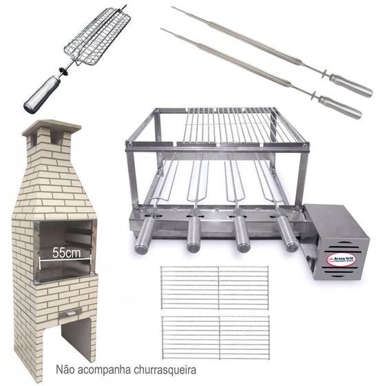 Kit Grill Inox Gira 4 Espetos Especial P/ Pré-moldadas 55cm (Direito ...