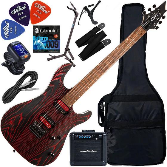 Kit Guitarra Elétrica Cort KX-300 ETCH EGR - Etched Black Red (EBR ...