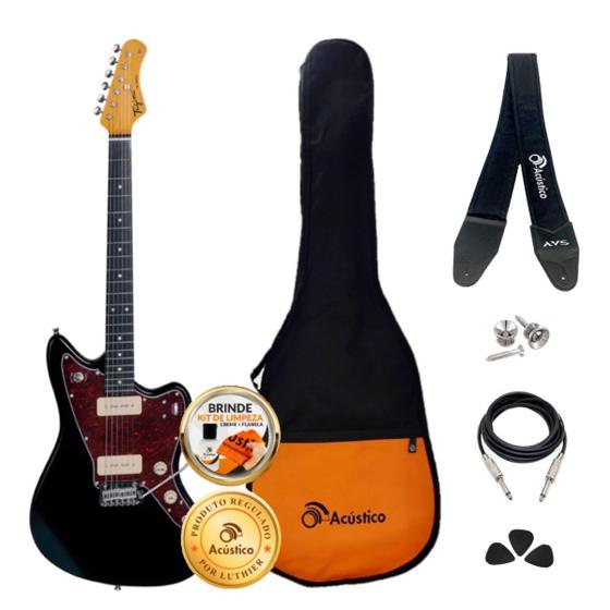 Kit Guitarra Tagima Jazzmaster Preto Tw 61 Completo - Guitarra ...