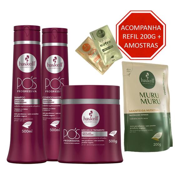 Kit Haskel Pós Progressiva P/cabelo quimicamente alisado 500 - Haskell - Máscara Capilar ...