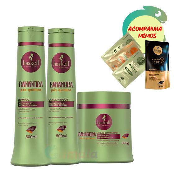 Kit Haskell Bananeira Shampoo Condicionador e Masc 500ml - Kit Shampoo e Condicionador ...