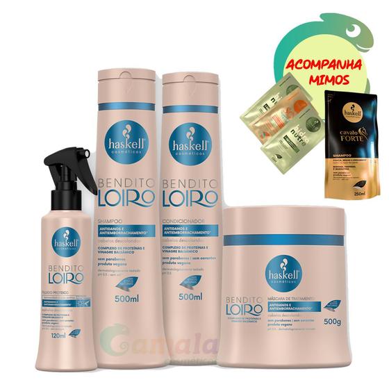 Kit Haskell Bendito Loiro Sh Cond Masc 500 E Fluido 120ml - Kit de Tratamento para Cabelos ...