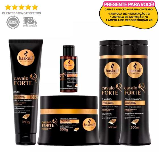 Kit Haskell Cavalo Forte - 5 itens - Crescimento Capilar (Ganhe 1 Mini ...
