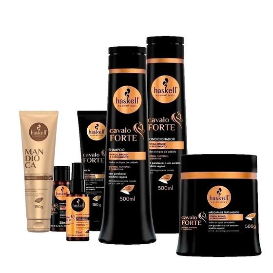 Kit Haskell Cavalo Forte 500ml Completo + Leave In Mandioca - Kit de ...