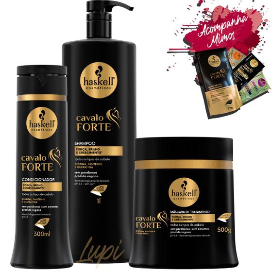 Kit Haskell Cavalo Forte Sh 1L Cond 300ml Mascara 500g - Kit de Tratamento para Cabelos ...
