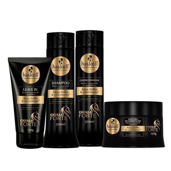 Kit Haskell Cavalo Forte Sh + Cond + Másc + Leave-In 300Ml - Kit de Tratamento para Cabelos ...