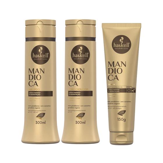 Kit Haskell Mandioca 300ml Sh. + Cond. + Leave-In 150g - Leave in Capilar - Magazine Luiza