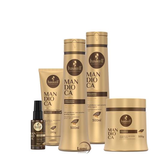 Kit Haskell Mandioca Sh+cond Masc 500ml Leave In Rep Pontas - Leave in Capilar - Magazine Luiza