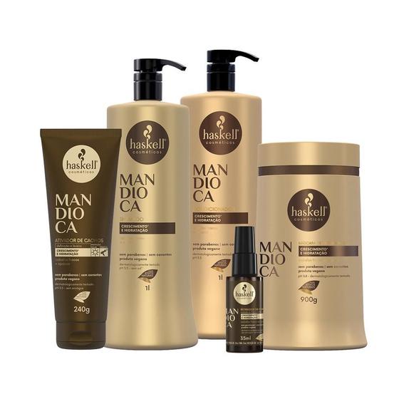 Kit Haskell Mandioca Sh Cond Máscara 1L Reparador + Ativador - Kit de Tratamento para Cabelos ...