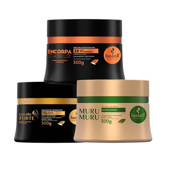 Kit Haskell Máscaras Cavalo Forte Encorpa Murumuru 250g - Kit de ...