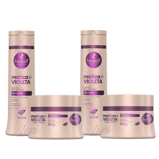 Kit Haskell Matiza+ Loiro Roxo / 2 Shampoos Roxo 2 Máscaras Roxa - Kit ...