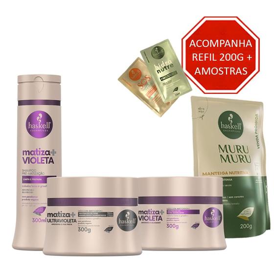 Kit Haskell Matiza Mais Shampoo Mascara Violeta e Ultra Violeta 300ml ...